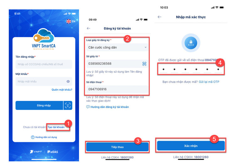 Hướng dẫn Đăng ký tài khoản | Tài liệu hỗ trợ dịch vụ VNPT SmartCA